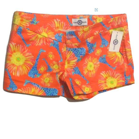 Kaeli Smith | Shorts | Kaeli Smith Ladies Shorts Giraffe Floral Orange ...
